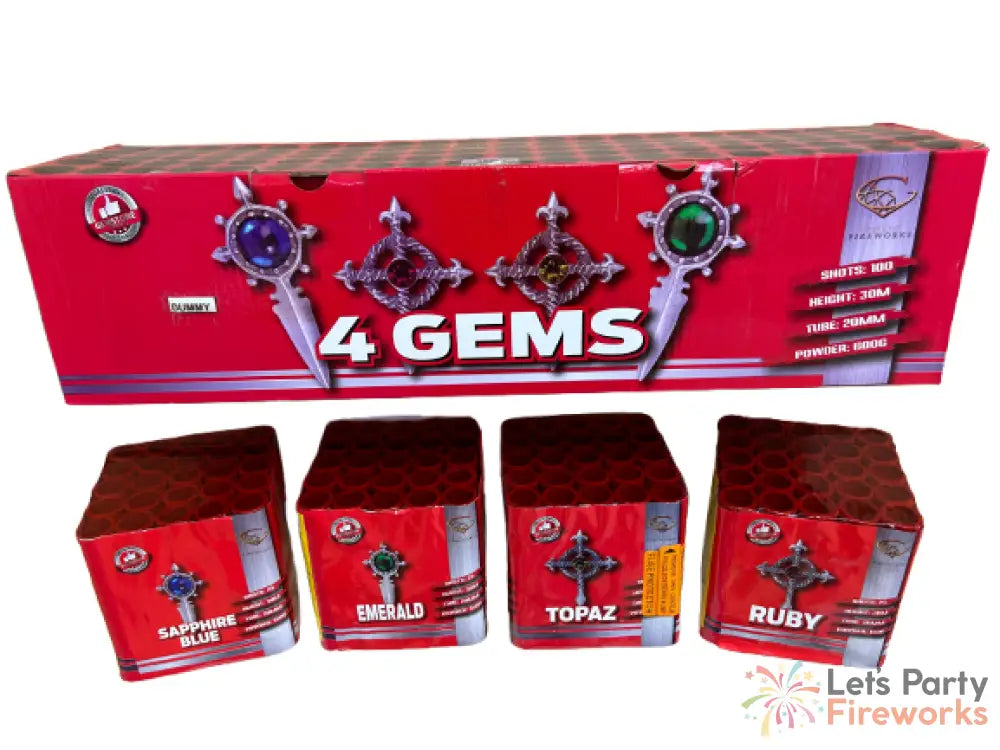 4 Gemstone Fireworks Box Set With 25 Incredible Shots Each – Lets Party ...
