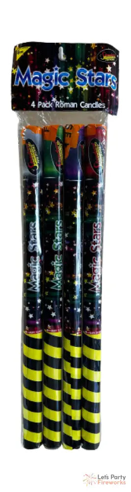 Magic Stars , 4 x 5 shot large Roman Candles – Lets Party Fireworks